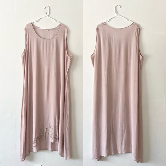 Nataya | Dresses | Nataya Pink Crepe Midi Split Hem Sleeveless Dress ...